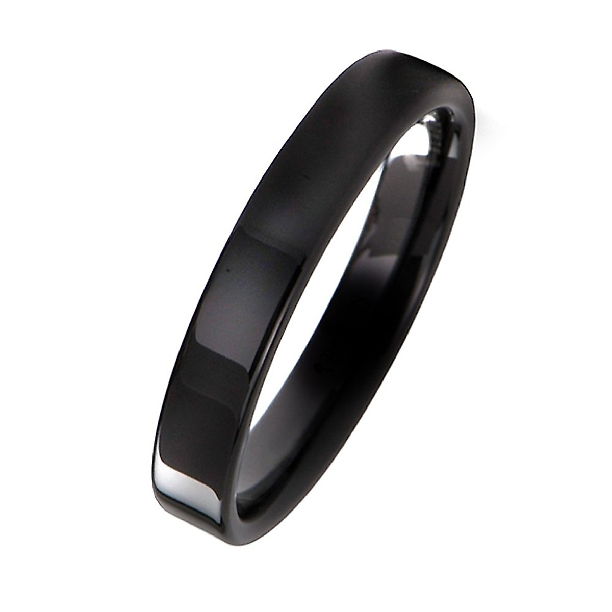 Gemini Plain Flat Court Black Titanium Anniversary Wedding Ring width 4mm US Size 4.75 Valentine Day Gift