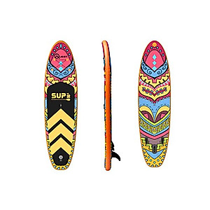 SCSK8 Super Deluxe Inflatable SUP Board (Doodle Design),Yellow,11 ft. x 32" x 4.75",QT-SUP11T