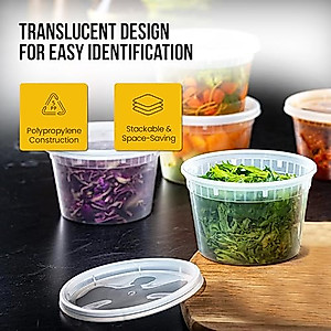 OCS Parts 240-Pack 16 Ounce Plastic Deli Containers with Lids | Stackable, Microwavable, Freezer and Dishwasher Safe BPA Free Reusable Plastic Food Containers for Home and Commercial Use