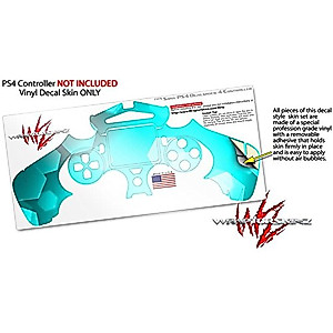 WraptorSkinz Vinyl Decal Skin Compatible with Sony PS4 Controller PlayStation 4 Original Slim and Pro Bokeh Hex Neon Teal (Controller NOT Included)