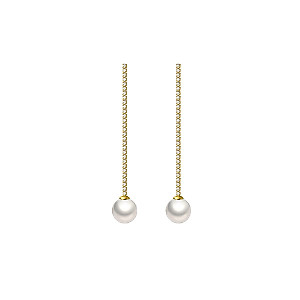 SLUYNZ 925 Sterling Silver Pearl Dangle Earrings Chain for Women Long CZ Dangling Earrings Pearl Drop (B-Gold Plated)