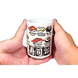 Japanese Yunomi Sushi Tea Cup Mino Ware, Sushi Print
