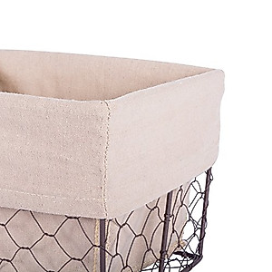 DII Farmhouse Chicken Wire Storage Baskets with Liner, Set of 3, Rustic Natural, Assorted Sizes