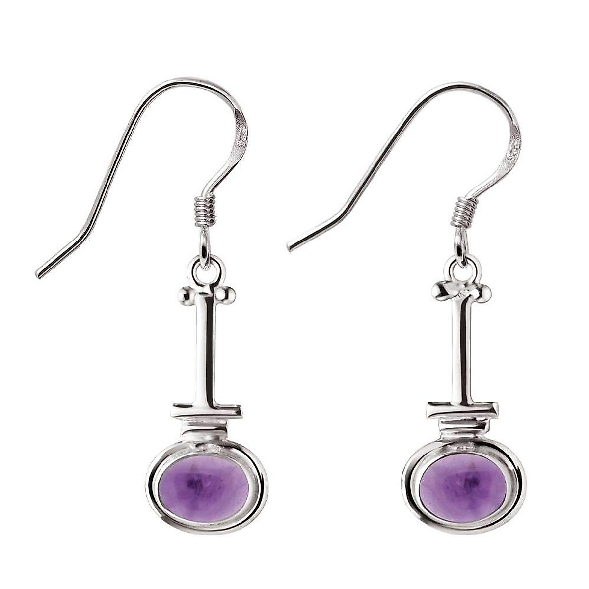 2.35 Cts Natural Amethyst 925 Silver Plated Handmade Dangle Earrings For Women, Purple Stone February Birthstone Earrings Jewelry Gifts For Her Wife Women Girfriend