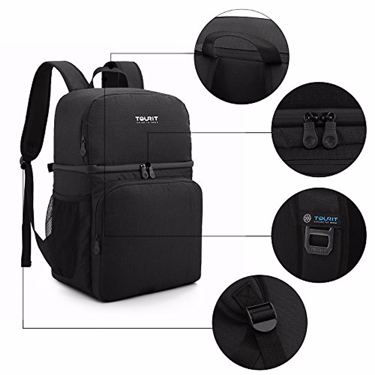 TOURIT Cooler Backpack Double Deck Lunch Backpack with Insulated Leakproof Cooler Bag for Men Women Work, Picnics, Hiking, Camping, Beach, Park or Day Trips, 28L
