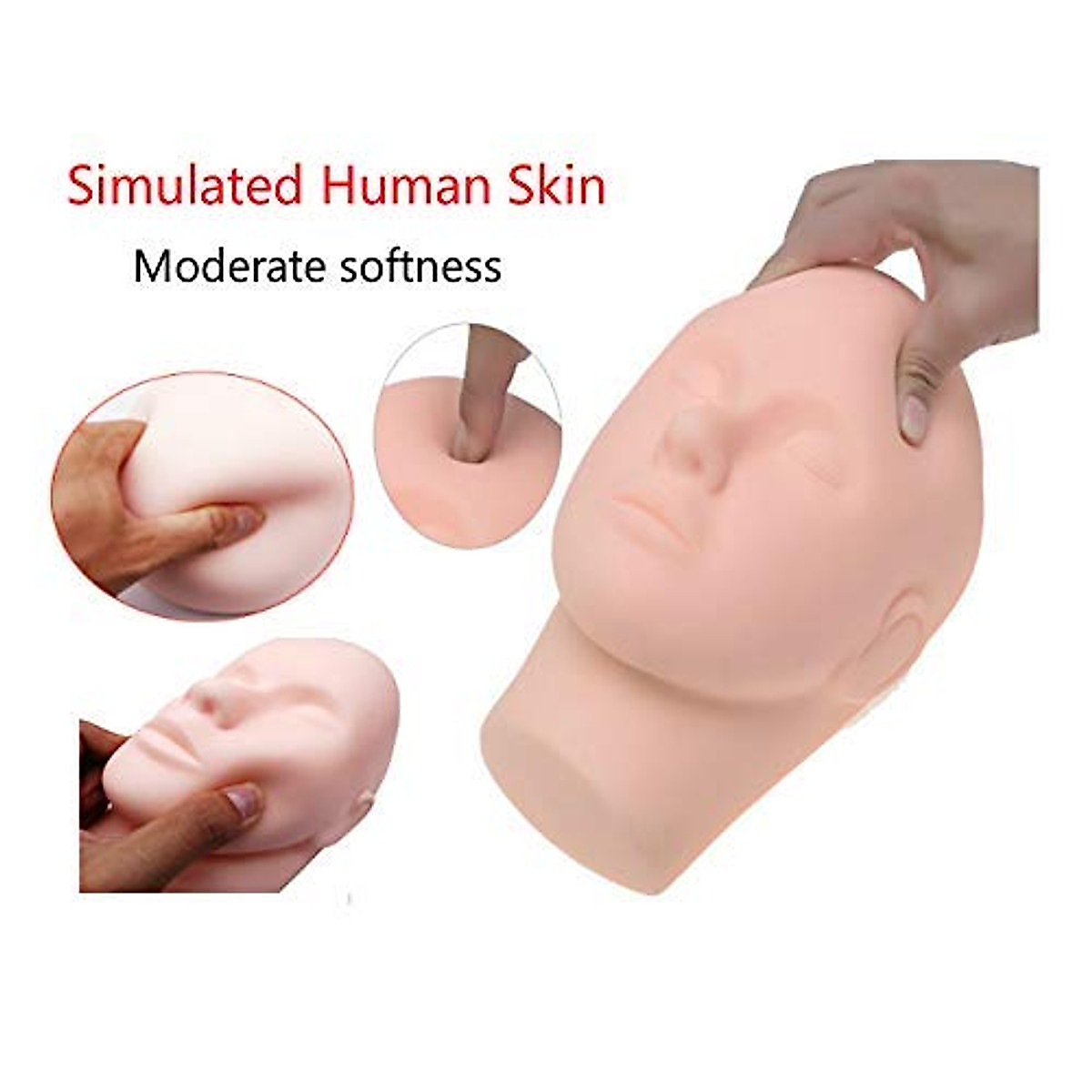 Lash Mannequin Head,Silicone Mannequin Head,Pro Training Mannequin Flat Head Practice,for Make Up and Lash Extention,Cosmetology Mannequin Doll Face Head (Skin colour -A)