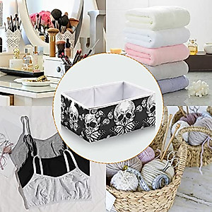 Kigai Storage Basket Skull Foldable Storage Bin 11 X 11 X 11 Inches Cube Storage Baskets Box for Shelves Closet Laundry Nursery Bedroom Home Decor