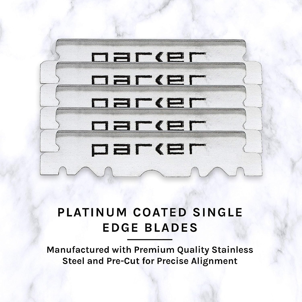 Parker SRB Straight Edge Disposable Blade Professional Barber Straight Edge Razor with Stainless Steel Blade Arm, 5 Parker Premium Professional Blades Included