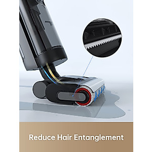 Dreametech H12 PRO Wet Dry Vacuum Cleaner, Smart Floor Cleaner Cordless Vacuum and Mop for Hard Floors, One-Step Edge to Edge Cleaning with Hot Air Drying Black