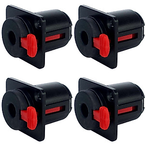 CESS Black 1/4" Jacks TS and TRS Panel Mount Jack Locking Style D Series Size - 1/4 Inch Female Stereo and Mono/TRS and TS Audio Socket - 6.35mm Stereo and Mono Socket (4 Pack)