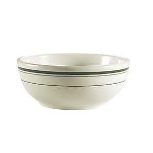 CAC China GS-24 5-1/4-Inch Greenbrier 10-Ounce Green Band Stoneware Nappie, American White, Box of 36, Creamy White