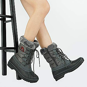 DREAM PAIRS Women's DP-Canada Grey Faux Fur Lined Mid Calf Winter Snow Boots Size 9 M US