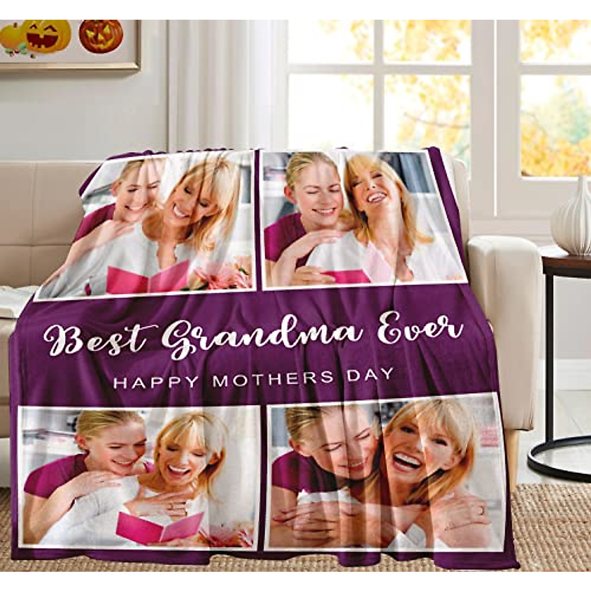 Juantao Custom Blanket with Photo Personalized Picture Throw Blanket Customized Best Mom Ever Blanket Mothers Day Birthday for Mom Grandma Women