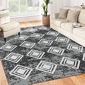 RUGSREAL Washable Area Rug 9x12 Large Moroccan Rug Geometric Modern Area Rug, Stain-Resistant Non Shedding Rug Living Room Bedroom Soft Accent Rug Farmhouse Office Home Decor,9x12