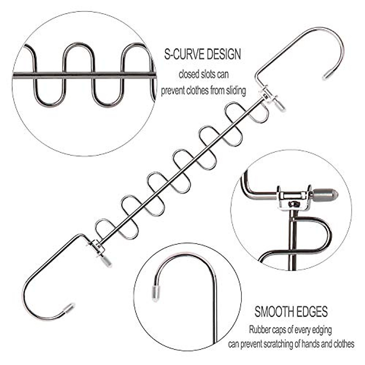 GEFTOL Metal Space Saving Hangers 12 Slots New Version Hanger Magic Cascading Hanger Closet Wardrobe Clothes Organizer(4 Pack)