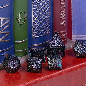 UDIXI Metal DND Dice Set, 7PCS Polyhedral D&D Dice Set Dragon d and d Dice for Dungeons and Dragons Role Playing Dice Game and Other Tabletop Game (Black 12)