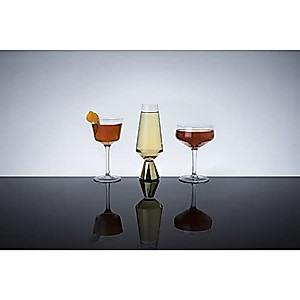 Viski Raye Angled Stemmed Crystal Coupe Cocktail glassess, Champagne Coupe Glasses, Drinkware Set, Espresso Martini glasses set of 2, 7oz
