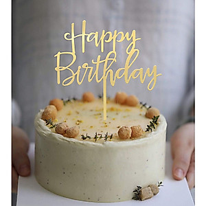 CC TOWN Happy Birthday Cake Topper, Mirrored Gold Acrylic Versatile Cake Topper for Birthday Party Decoration Ideas, Perfect Keepsake for your family and friends