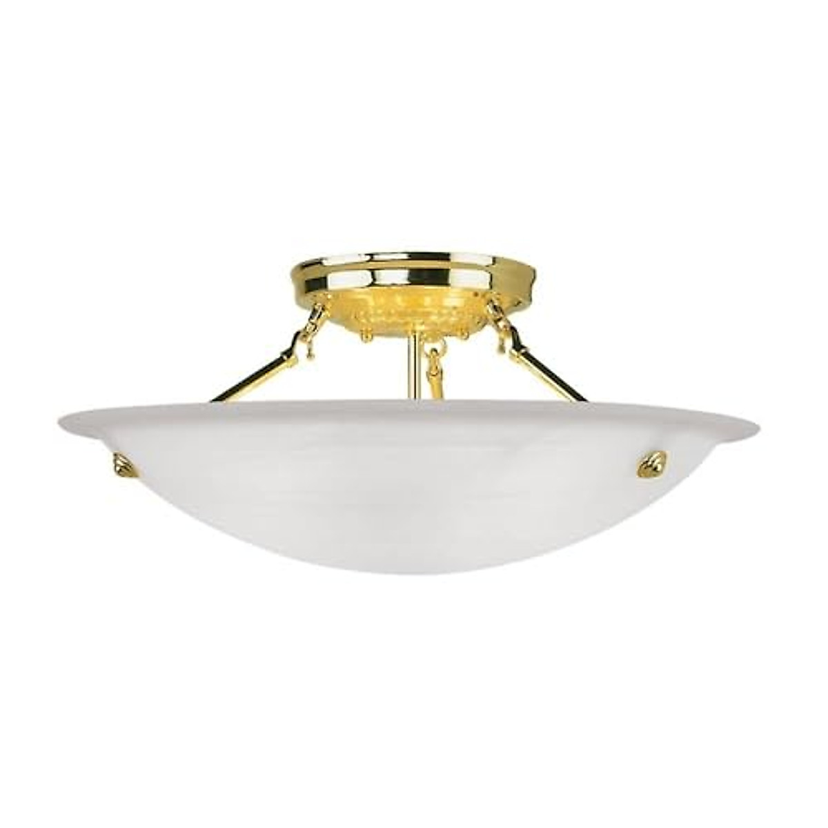 Livex Lighting 4274-02 Flush Mount with White Alabaster Glass Shades, Polished Brass
