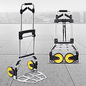Folding Hand Truck and Dolly,264 Lb Capacity Heavy-Duty Aluminum Luggage Trolley Cart with Telescoping Handle and Wheels for Indoor Outdoor Moving Travel