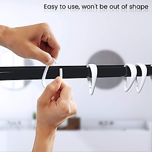 Top-Spring Shower Curtain Rings, Drop Shaped Plastic Shower Curtain Hooks for Bathroom Shower Rod Curtains (White)