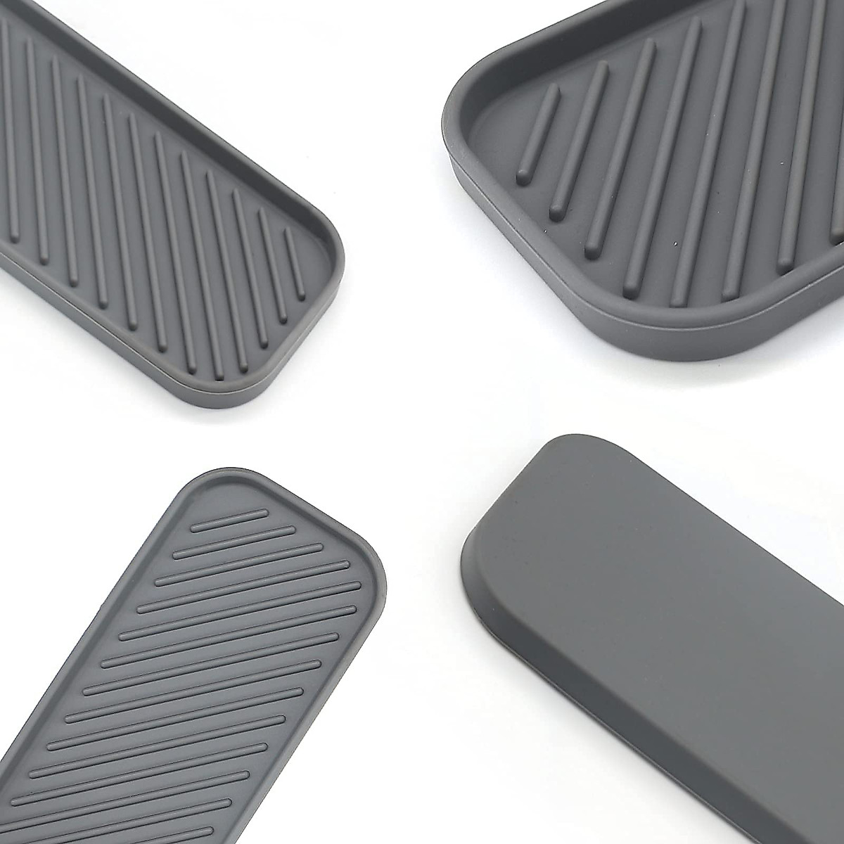 ERISED Sponge Holder for Kitchen Sink 9x3.5 Silicone Kitchen Sink Organizer for Sponge,Soap Dispenser,Kitchen Brush and Other Kitchen Accessories Bathroom Sink Organizer Soap Dishes Gray 2 Pack