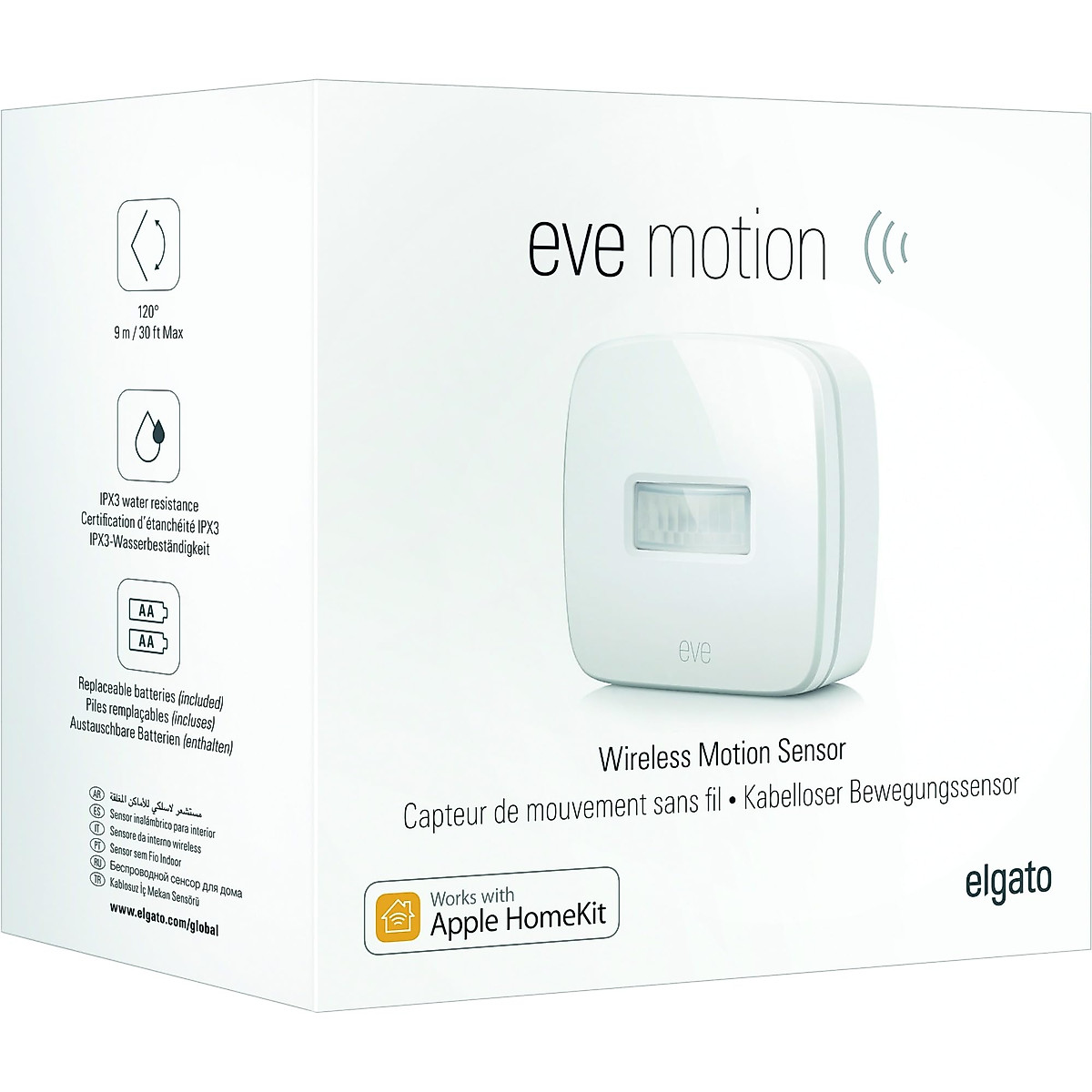 Eve Motion - Apple HomeKit Smart Home Motion Sensor for Triggering Accessories and Scenes, White (Not Thread Enabled)