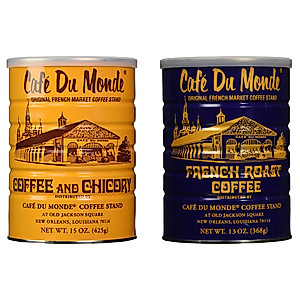 Cafe Du Monde Coffee and Chickory and French Roast Bundle. New Orleans Coffee Bundle Includes One 15 ounce Original Coffee And One 13 Ounce