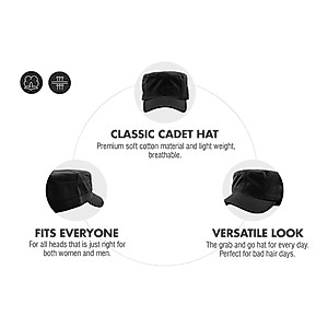 KBK-1464 BLK L Cadet Army Cap Basic Everyday Military Style Hat (Now with STASH Pocket Version Available)