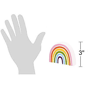 Collins Painting Rainbow Cutout Block Sign - Cute Wood Tabletop Decoration for Kids, Spring, Summer Home Decor (Plain)