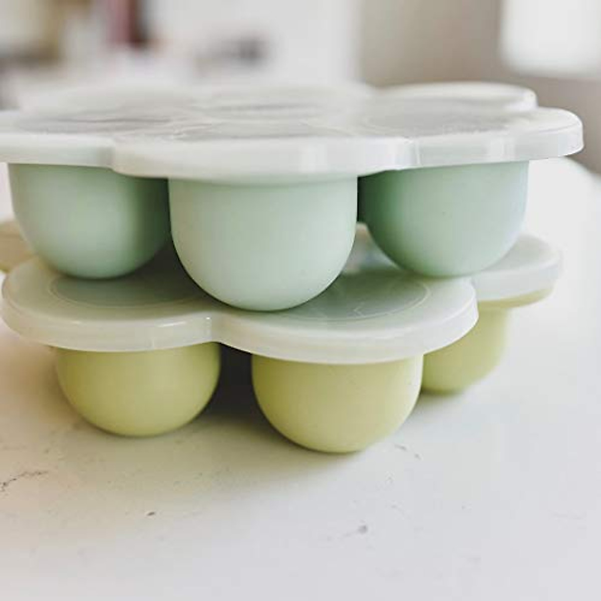 Simka Rose Baby Food Storage Containers - Freezer Safe Tray Silicone Baby Food Freezer Storage Tray Molds Breast Milk Freezer Tray - 2.5 Oz BPA Free with Clip-on Lid for homemade Purees & Breastmilk