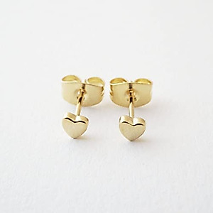 Honeycat Tiny Heart Stud Earrings in 18k Gold Plated | Minimalist, Delicate Jewelry (Gold)