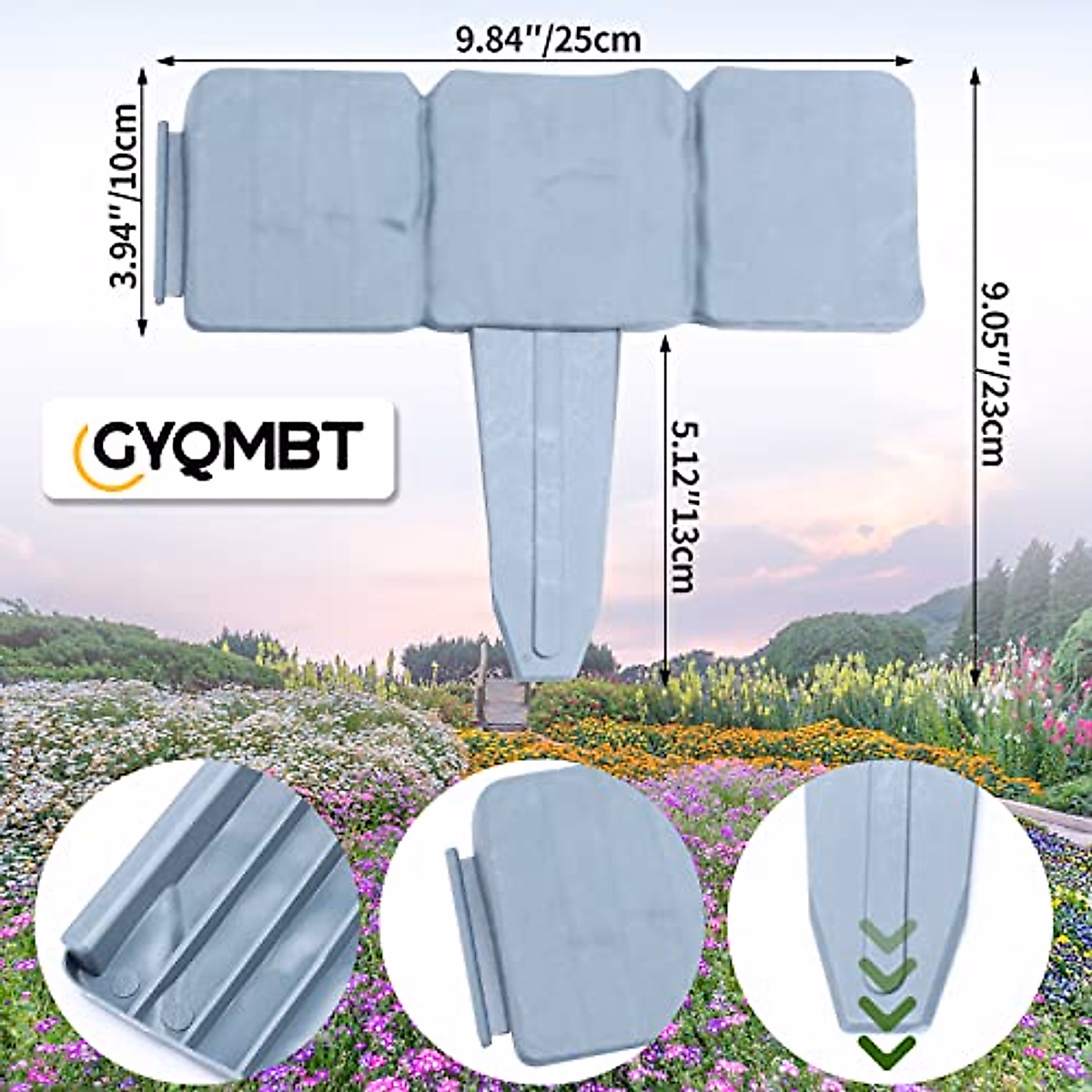 Garden Landscape Edging Border No Dig, 24.6 ft DIY Garden Fence Stone Effect Lawn Edging Plastic Plant Border for Landscape,Flowerbed, Sidewalk,Outdoor Flower Lawn (30 PCS)