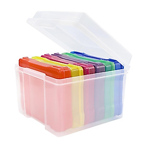 Uxwuy Photo Storage Box Photo Storage Organizers for 5x7 Pictures Photo Keeper Scrapbook Organizer Seed Organizer Storage Container (6Pcs, Multicolor)