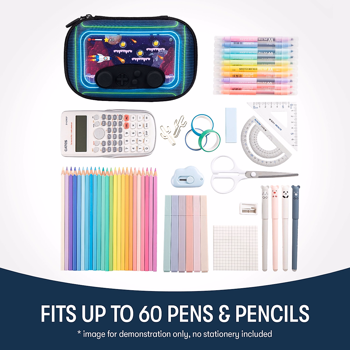 ZIPIT Gamer Pencil Case for Kids, Colorful Joystick Pencil Box for Boys