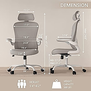 Office Chair, High Back Ergonomic Desk Chair, Breathable Mesh Desk Chair with Adjustable Lumbar Support and Headrest, Swivel Task Chair with flip-up Armrests, Executive Chair for Home Office