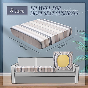 Newwiee 8 Pcs Patio Stretch Sofa Cushion Cover Outdoor Cushion Cover Replacement Patio Furniture Cushions Couch Slipcovers Chair Seat Cover Soft Flexibility Protector (Gray Beige)