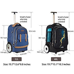 UNIKER Rolling Laptop Bag for 14 Inch Laptop,19 Inch Roller Bookbag for Teens,Roller Travel Bag,Suitcase on Wheels,Wheeled Bookbag,Trolley School Bag,Schoolbag with Wheels Black Cat Butterfly…