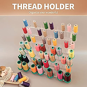 Thread Holder Organizer for 70 Spools, Mofasvigi Clear Acrylic Braiding Hair Rack for Hair Separated, Large Plastic Thread Rack Stand for Embroidery Sewing Quilting Thread Storage