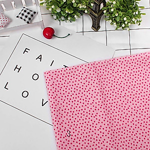 7Pcs 50 * 50cm Cotton Material Fabric, DIY Assorted Squares PreCut Bedding Suite Quarters Bundle, Yellow Floral Fat Quarters Quilting Fabric Bundles for Crafting Home Decoration Sewing (Pink)