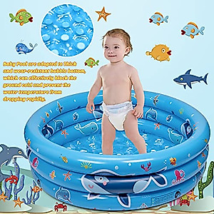 balnore Kiddie Pool for Toddlers - Whale Inflatable Kiddie Pools | Kids Pools for Backyard | 3 Ring Kiddie Pool/47x17 Indoor Outdoor Pool Party