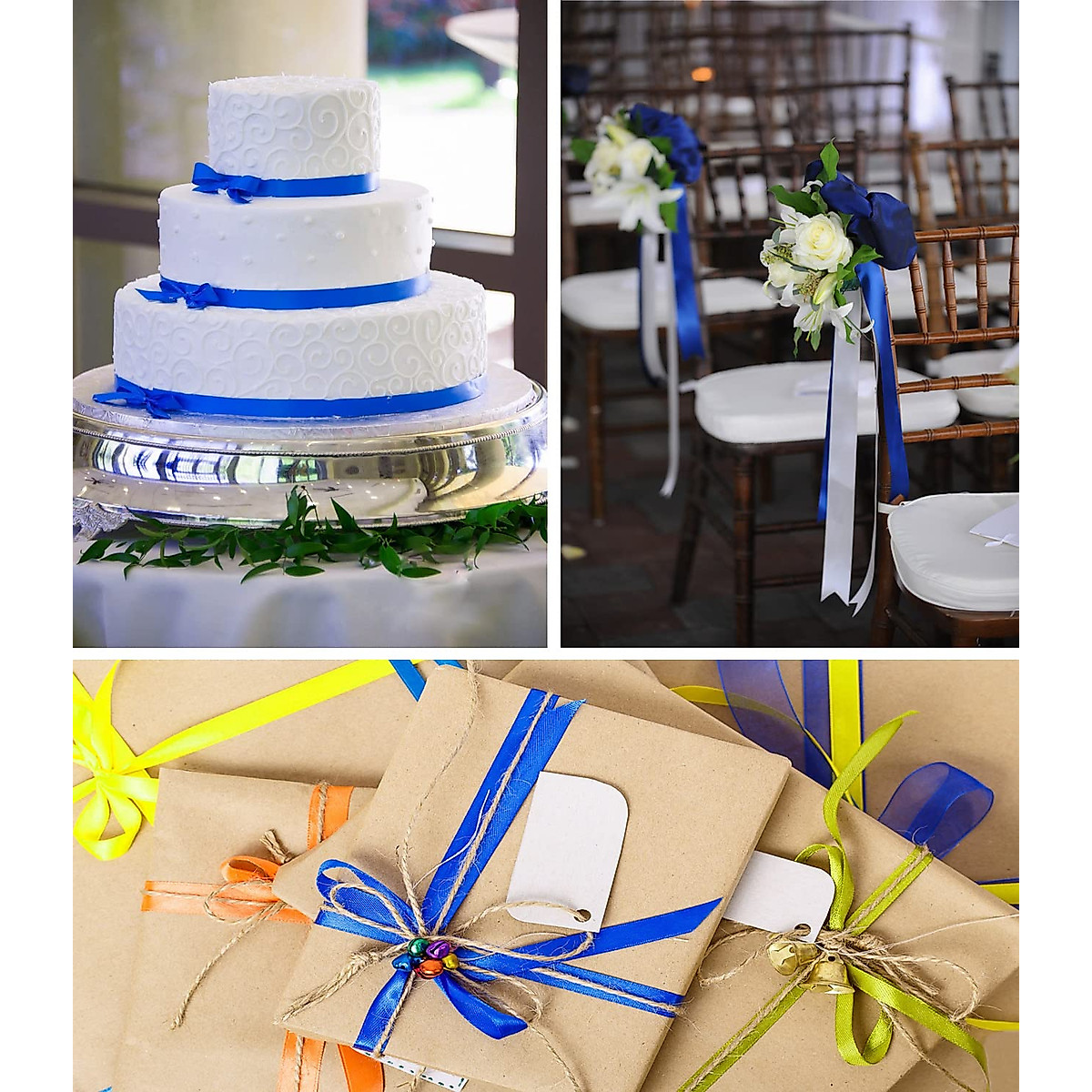 Blue Satin Ribbon 3/8 inches x 25 Yards, Royal Blue Fabric Ribbons for Christmas Gift Wrapping, Christmas Garland, Christmas Tree Ornaments, Bows Making, DIY Crafts, Sewing Projects and Wedding Party