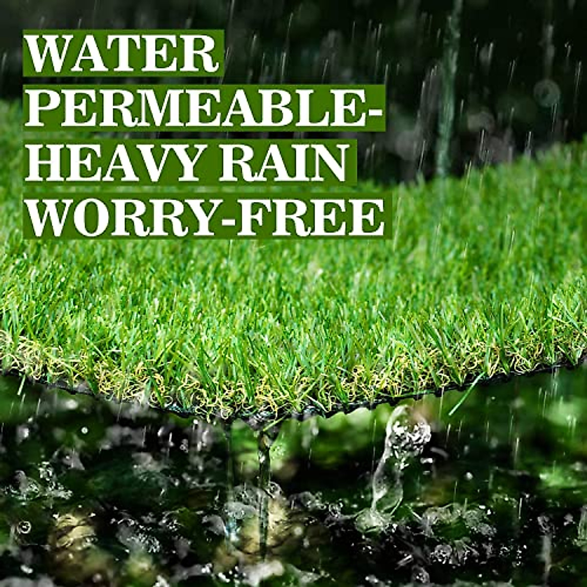 AYOHA Artificial Turf 4' x 5' with Drainage, 1.38 Inch Realistic Fake Grass Rug Indoor Outdoor Lawn Landscape for Garden, Balcony, Patio, Synthetic Grass Mat for Dogs, Customized