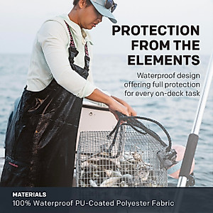 Grundéns Women’s Neptune Commercial Fishing Bib Pants | Waterproof, Adjustable, Black, X-Small