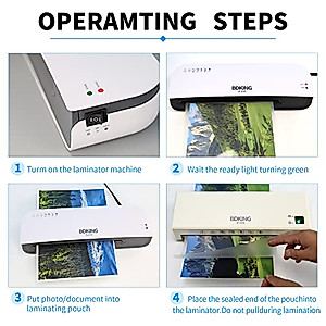 Laminator, Laminator Machine A4, 5 in 1 Thermal Laminator for Home Office School Use, 9 inches Width, Quick Warm-Up, Paper Trimmer, Corner Rounder ，Hole Punch(15 Laminating Pouches)