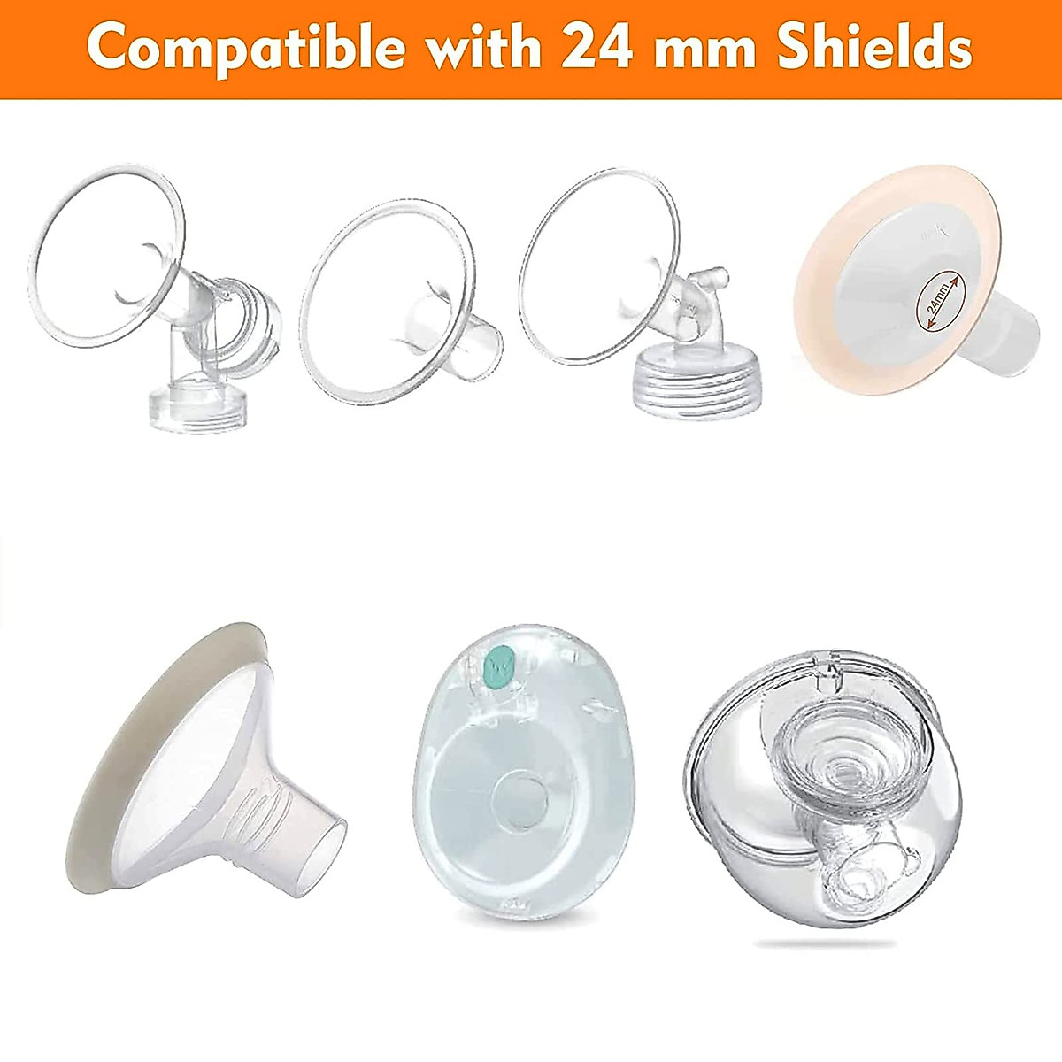 Loveishere 15mm Flange Inserts Compatible with Medela / Willow / TSRETE/ Momcozy S9 S10 S12/ Willow Wearable Cups & Spectra S1 S2, 24mm Breast Pump Shields Reduce Nipple Tunnel Down to 15mm, 2pcs