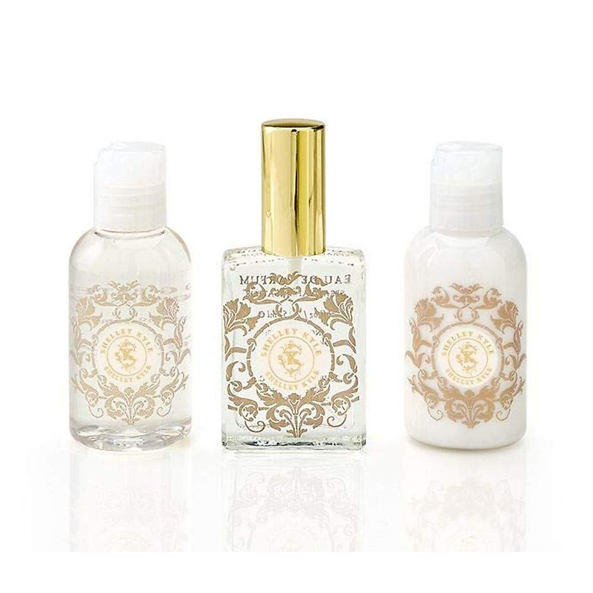 Shelley Kyle Signature Mini Gift Set, Includes Travel Size Perfume, Lotion, and Shower Gel, Packaged in Beautiful Cream and Gold Gift Box with Ribbon