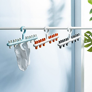 FAN YE 6 Clips Folding Clothes Dryer Hanger Children Adults Clothes Dryer Windproof Underwear Drying Rack Orange