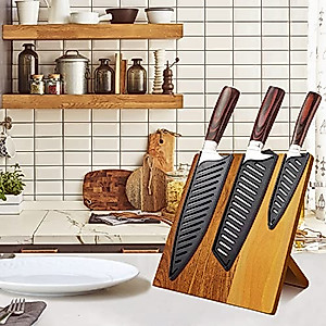 SANDEWILY Professional Kitchen Knives High Carbon Stainless Steel Chef Knife Set,3PCS Ultra Sharp Japanese Knife with Sheath,Ergonomic Pakkawood Handle Elegant Gift Box for Home or Restaurant