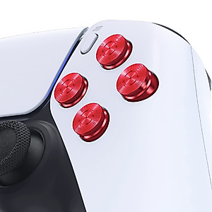 eXtremeRate Red Metal Dpad ABXY Buttons for PS5 Controller, Custom Replacement Aluminum Action Buttons & Direction Keys for PS5 Controller - Controller NOT Included